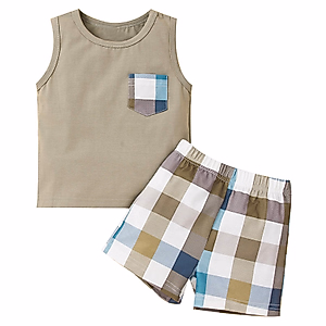 Baby Boys Summer Outfits Cotton Sleeveless Vest+Short Clothes Set Sweatsuits 2T