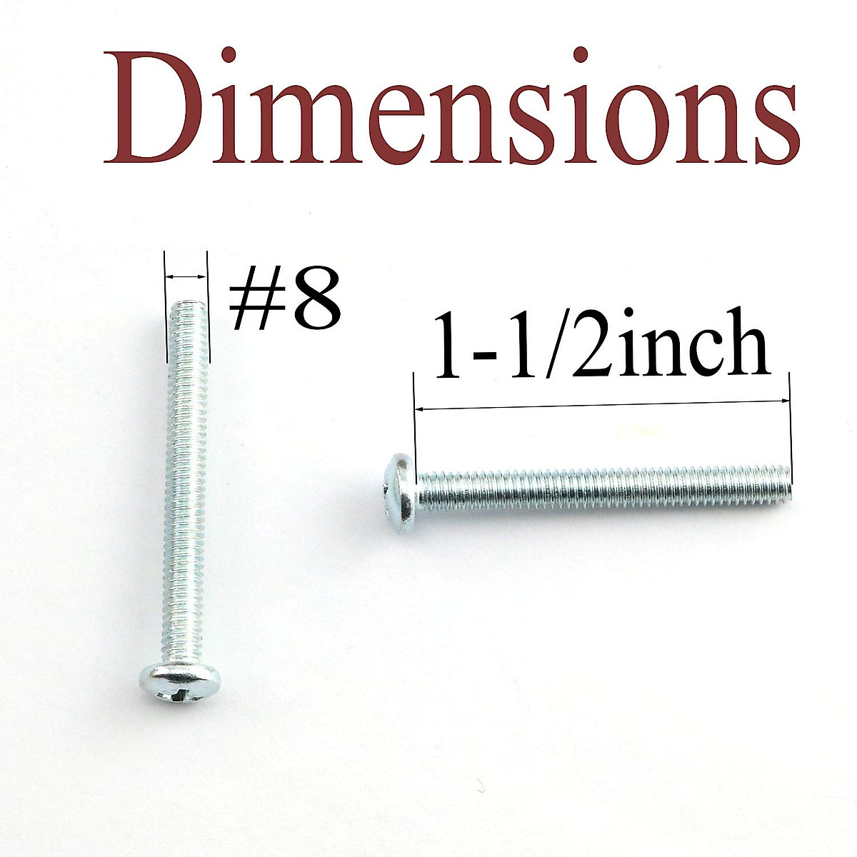 24pcs 8-32 x 1-1/2" Machine Screws Metal Mounting Hardware Fitting Fastening Accessories Cross Slotted Round Phillips Head Screw Bolt