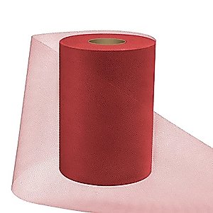 6" Wide x 100 Yards (300ft) Tulle Fabric Rolls, Red Tulle Ribbon Spool Fabric for DIY Crafts, Tutu, Party & Wedding Decoration Christmas Gift Wrapping Sewing and More (Red)