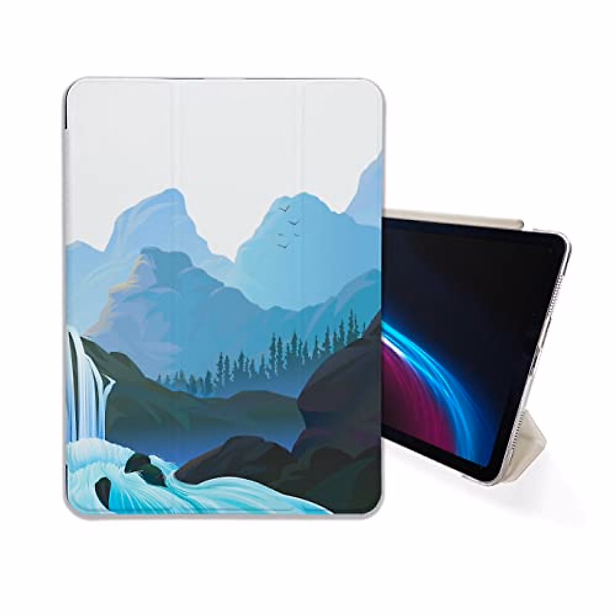Forest Landscape Waterfall case Compatible with iPad Mini Air Pro 7.9 8.3 9.7 10.2 10.9 11 12.9 inch Pattern Cover New 2022 2021 Trifold Stand 3 4 5 6 7 8 9 Generation 518 (12.9 Pro 3/4/5 gen)