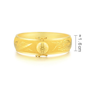 CHOW SANG SANG Chinese Wedding Collection 999.9 24K Gold Price-by-Weight 13.84g Gold Bangle for Women 89578K, Size 06 (0.36tael/13.47g, 07)