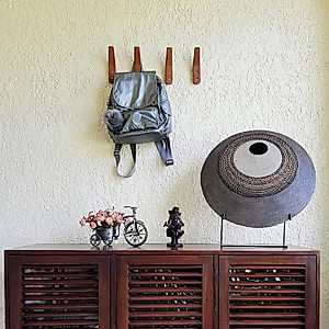 WRIGHTMART Wood Wall Coat Hook, Set of 4, Heavy Duty Hanger, Handmade of Mahogany, for Entryway, Hallway. Bathroom, Kitchen, Home Organizer for Towels, Hats, Cloths (Natural)