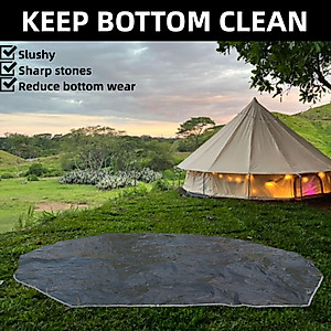 DANCHEL OUTDOOR Waterproof Bell Tent Footprint Round Tarp Camping Accessories, 6m/20ft Large Ground Sheet Black Tarp Canvas Yurt Tent Protector Floor