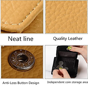 MUGUOY New Unisex Anti-Credit Card Fraud Folding Mini Wallet,Genuine Leather RFID Blocking Card Holder Organizer Pocket,Multi Compartment Bifold Clutch Wallet for Cards,Coins,etc. (Black)