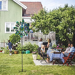 MUMTOP Wind Spinner 51 Inch Peacock Wind Spinner Outdoor Metal with Double Wind Sculpture for Patio, Lawn & Garden Decor
