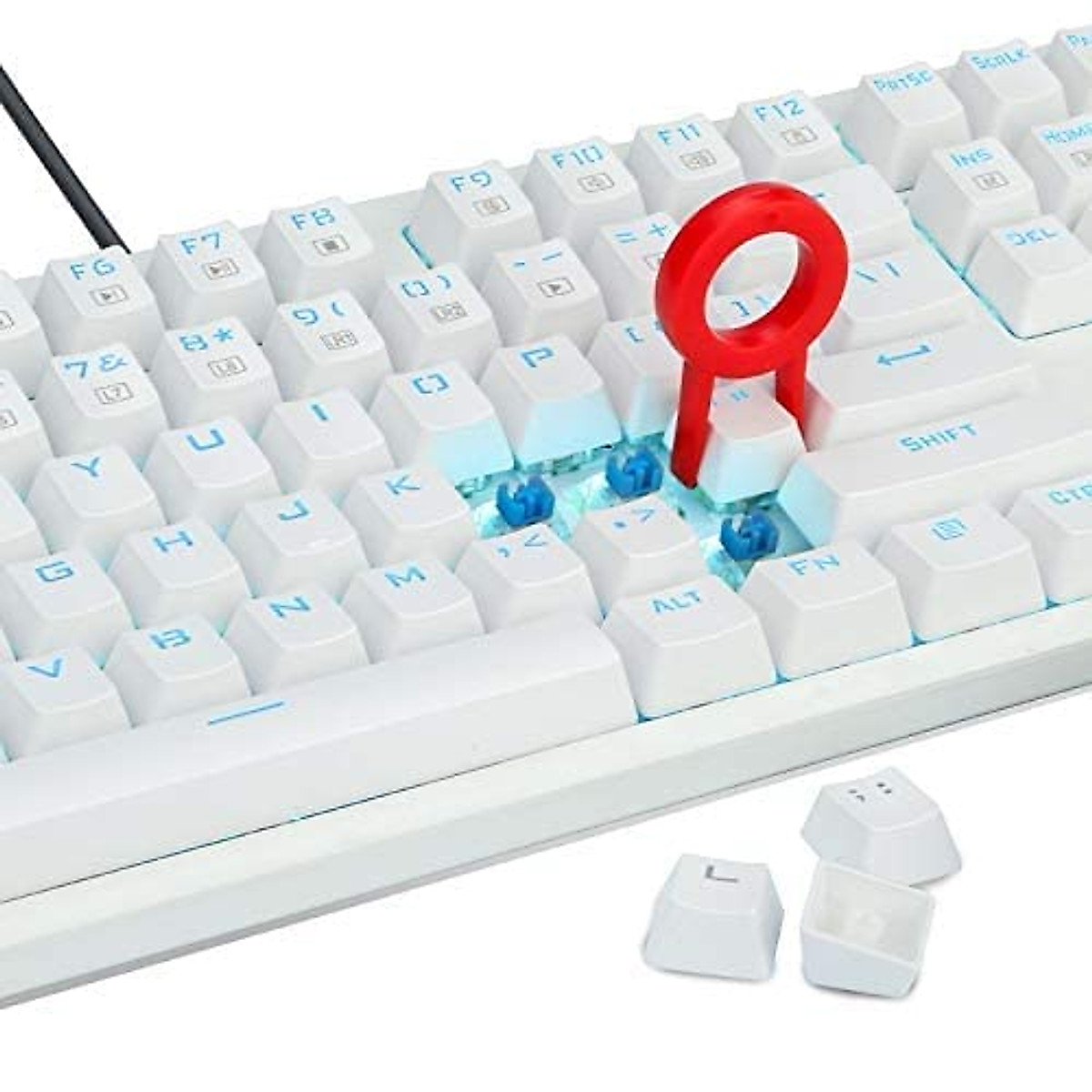 Xceahu 60% Mechanical Gaming Keyboard Rainbow Backlit 87 Key - E-YOOSO K620 Blue Switches TKL Keyboards, White