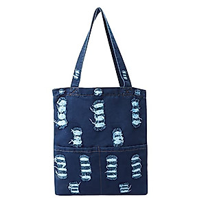 LUI SUI Denim Hobo Tote Bags for Women Retro Jean Shoulder Bag Large Lightweight Casual Canvas Bag