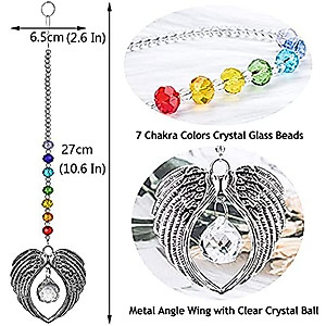 H&D HYALINE & DORA Crystal Angel Wing Pendant with Crystal Ball Hangings Suncatcher for Home Window Decor