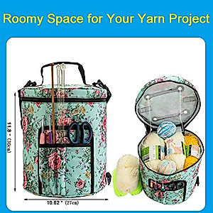 Ctcwsh Yarn Storage Bag Project Bag Knitting Tote Organizer Bag with Adjustable Shoulder Strap Handles Traveling Crochet Bag for Bulk Yarns,Crochet Hooks,Knitting Needle,Crochet Acessories