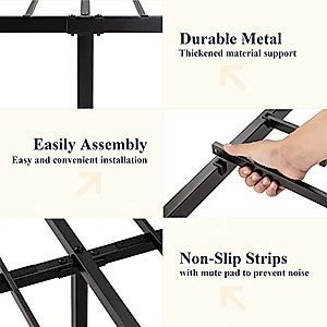 Allewie King Size Metal Platform Bed Frame with Victorian Style Wrought Iron-Art Headboard/Footboard, No Box Spring Required，Black