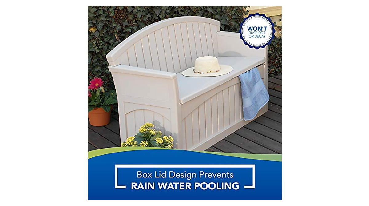 Suncast 50 Gal. Patio Bench with Storage - Durable Outdoor Seat