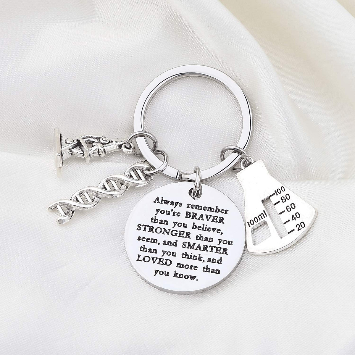 WSNANG Biology Chemistry Keychain Always Remember You Are Braver Stronger Smarter Than You Think Keychain Future Chemist Gift (Biology Chemistry Keychain)