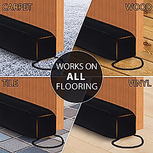 Home Weighted Door Draft Stopper 32 Inch, Weather Stripping Noise Blocker Window Breeze Blocker Door Sweeps - Improved Rectangle Door Draft Blocker with Hook Loops, More Fits 0 to 3" Door Gaps, Black