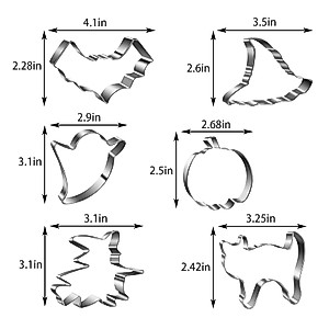 Halloween Cookie Cutters Set - Ghost, Pumpkin, Bat, Cat, Witch, Witch Hat - 6Pcs Halloween Cookie Cutters Large for Halloween Party - Cookie Cutters Halloween Shapes for Holiday Fall Baking
