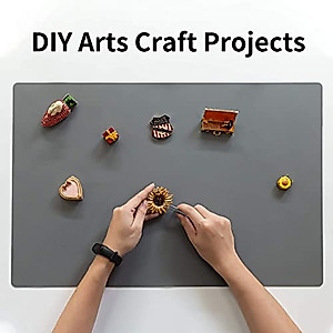 Extra Large Silicone Table Mat, Genuine Food-Grade Silicone Mat for Crafts Kids Dinner Placemat Desk Countertop Waterproof Protector Heat Insulation Kitchen Pastry Rolling Dough Pad (Dark Gray)