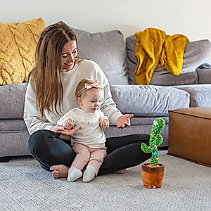 Tiny Tots Toys Dancing Cactus Mimicking Toy for Baby - Talking Cactus That Mimics and Sings - 125 Songs 35 Nursery Rhymes for Toddlers and Up | Repeats, Mimics and Wiggles with Dazzling LED Lights