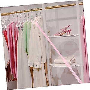 FONDOTIN Retractable Clothing Pole Portable Clothes Drying Rack Plastic Home Clothes Pole Pink Telescopic