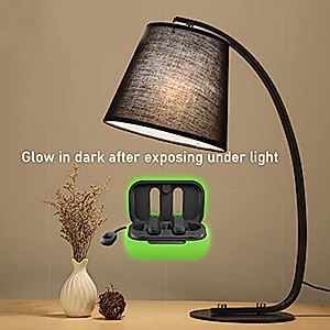 Glow Case Cover Replacement for Skullcandy Dime True Wireless Earbuds, Black Silicone Protective Sleeve Glow in Dark (Fluorescence Green) - LEFXMOPHY