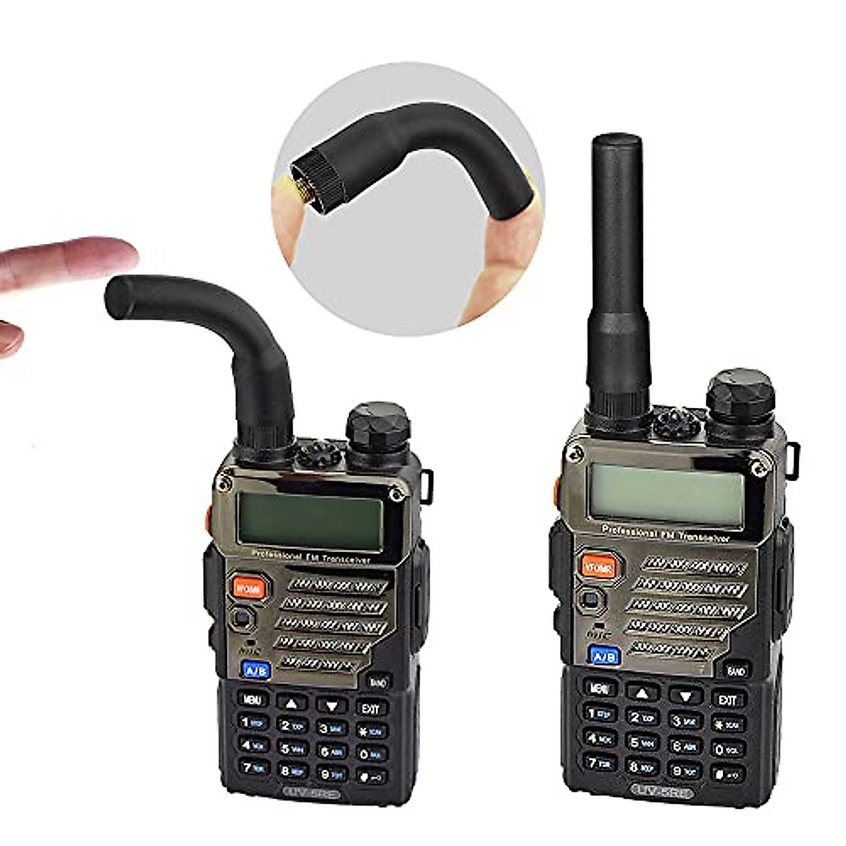 Bingfu Dual Band VHF UHF 136-174MHz 400-470MHz Ham Radio Antenna Two Way Radio Walkie Talkie 2.5 inch Mini Soft Whip SMA Female Antenna 2-Pack for Kenwood Wouxun Baofeng BF-F8HP UV-5R UV-82 BF-888S