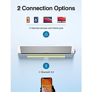 Computer Speakers, Bluetooth Computer Soundbar, HiFi Stereo, 3.5mm Aux-in Connection, USB Powered Computer Speakers for Desktop Monitor, PC, Laptop, Tablets