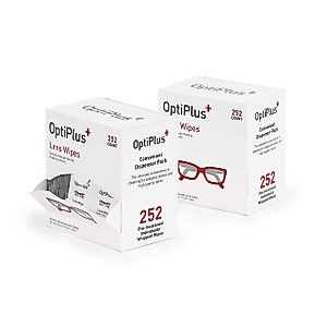 OptiPlus Eyeglass Lens Wipes l Pre-Moistened l Cleaning Wipes for Glasses, Computer & Laptops Screens, Smart Phones, Optical Lens, Goggles, and Watch Screen l Quick-Dry & Scratch-Free | 504 Count