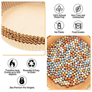 2 lb Pie Weights for Baking Ceramic Pie Crust Weights Blind Baking Beads with 50 Pcs Disposable Parchment Paper Pie Liner Fit 8,9,10 Inch Dish (Multi Color, 1 Pcs)