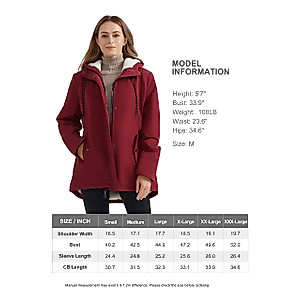 ELEZAY Women's Parka Jacket Hooded Stylish Winter Coats with Polar Fleece Lining Mid Length Warm Parka Coats Zipper Closure Wine, Large