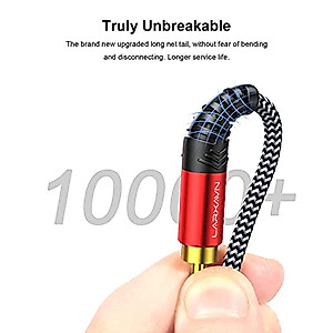 Larxavn RCA Cables 15 ft, RCA Audio Cable [Hi-Fi Sound, Nylon Braided, Shielded] RCA to RCA Audio Cable for Home Theater, HDTV, Amplifiers, Hi-Fi Systems, Speakers