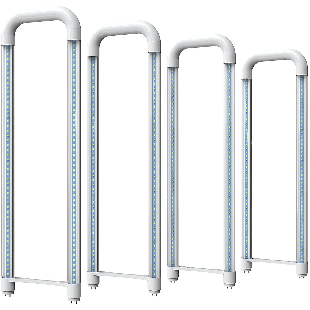 Romwish U Shaped LED Tube Lights, T8 T12, 18W(40W Equiv.), 6000K Super Bright, 2000LM, Fluorescent Light Tube Replacement, Ballast Bypass, Dual-Ended Powered, Clear Cover, 4 Pack
