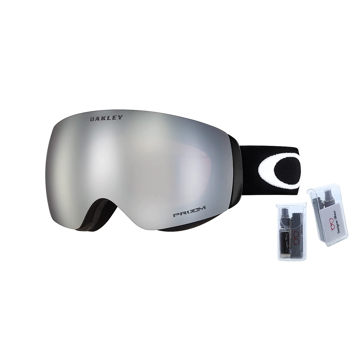 Oakley Flight Deck M OO7064 Black w/Prizm Black Iridium Ski Goggles For Men For Women + BUNDLE with Designer iWear Eyewear Kit