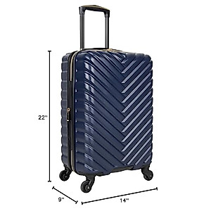 Kenneth Cole REACTION Madison Square Lightweight Hardside Chevron Expandable Spinner Luggage, Navy, 24-Inch Checked