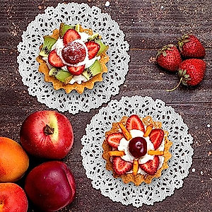 The Baker Celebrations White Round paper Lace Table Doilies 4 5 6 8 10 and 12 inches Assorted Sizes (Variety pack of 120-20 of each)