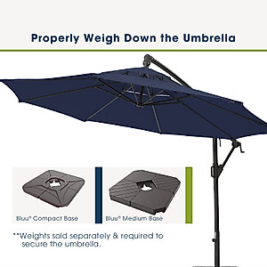BLUU WUFF 10ft Patio Offset Umbrella Cantilever Umbrella Hanging Market Umbrella Outdoor Umbrellas with Crank & Cross Bases(Navy)