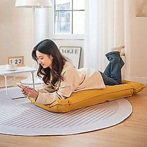 RIYIFER Single Sofa Bed Chair, 5 Positions Adjustable Floor Sofa Water Proof High Back Floor Chair Folding Lazy Sofa for Bedroom Living Room Party Use,Beige