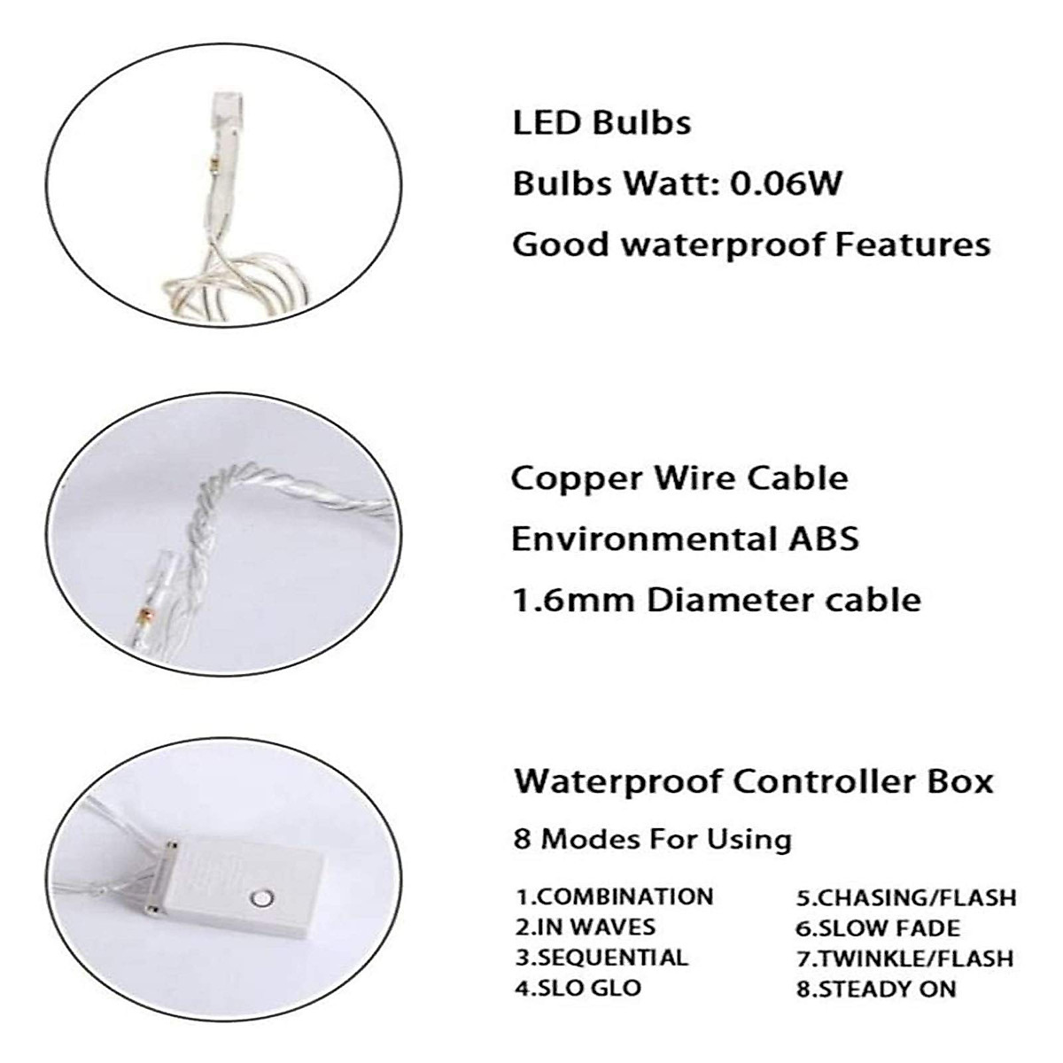 LIUPENGWEI Fairy String Lights，LED Rope Lights with 8 Lighting Modes, Perfect for Home, Garden, Bedroom, Christmas, Wedding, Party Decoration Lamp Garden Ghost Light