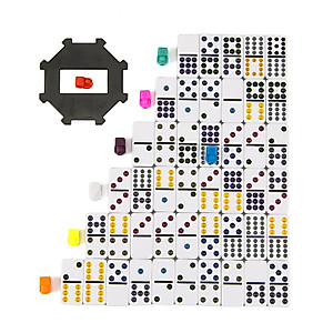 ZOOCEN Double 12 Dominoes Mexican Train Game Set with 91 Colored Dots Tiles Storaged in an Elegant Leather Case,Ideal Family Game for Adults and Kids