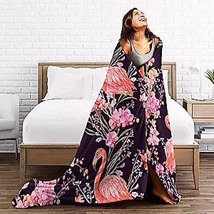 Gbuzozie Fleece Blanket Tropical Pink Flamingos Palm Leaves Lightweight Ultra-Soft Micro Throw Blanket for Sofa Couch Bed Camping Travel - Super Soft Cozy Microfiber Blanket 80"X60"