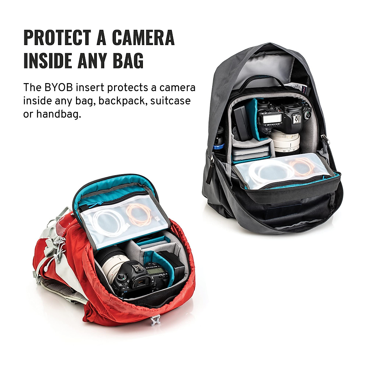 Tenba BYOB 10 DSLR Backpack Insert - Turns any bag into a camera bag for DSLR and Mirrorless cameras and lenses – Black (636-624)