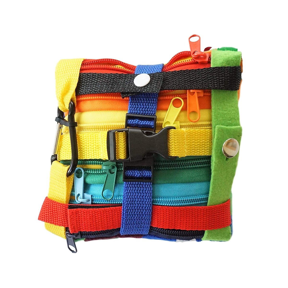 SENSORY4U Buckle Pillow Sensory Fine Motor Development Toy Activity Plushie - OT Therapy Tool Threading Counting Latches Zipper Skills