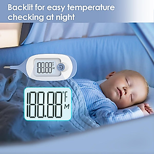 Digital Rectal Thermometer for Baby, Infant Thermometer, with 30 Probe Covers, Quick Read, Large Clear Display