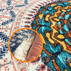 YHNUJMIK Half Round Kitchen Anti-Slip Bath Rug Kitchen Floor Mat Indoor Entrance Room Door Mat Boho Art Pattern Rug Suitable for Kitchen, Living Room, Bedroom, Bohemian Bathroom Doorway