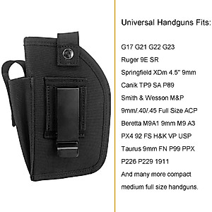 Depring Concealed Carry Holster with Mag Pouch Universal Fits Handgun with Laser or Light Attachment IWB OWB Car Ambidextrous Gun Holster with 2 Straps Black