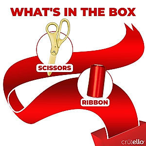 Crutello Ribbon Cutting Ceremony Kit - Grand Opening Ribbon and Scissors - 21" Giant Gold Scissors and 30 Foot Large Red Ribbon 4" Wide - Ceremonial Ribbon Cutting Kit