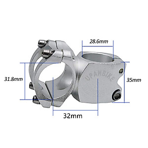 UPANBIKE Bike Stem 31.8mm 28.6mm 32mm Aluminum Alloy Short Stem for Mountain Bike Road Bicycle MTB BMX(Silver)