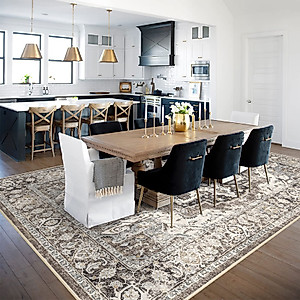 YOUFORTONG Area Rugs 9x12 Washable Non-Slip Rug Stain Resistant Rugs for Living Room Dining Room Bedroom Low-Pile and Ultra Soft Area Rug (Beige, 9x12)