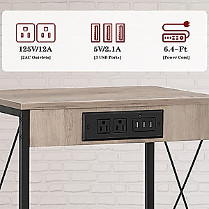 YBING Record Player Stand 3-Tier Turntable Stand with Record Storage End Table with Charging Station Vinyl Record Storage Stand with Divider Nightstand for Living Room Bedroom Office, Oak