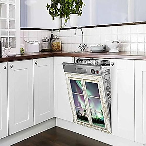 Dishwasher Magnet Cover Borealis Magnetic Refrigerator Stickers Decorative Appliance Cover Fridge Panels Metal Door Garage 23x26in