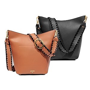 Niko Ineko Women's Bucket Shoulder Bag Kitty Snout Hardware Black