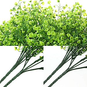 WILLBOND 12 Bundles Artificial Flowers Outdoor Artificial Plant Decor UV Resistant Fake Plastic Flowers Faux Shrubs for Home Garden Porch Hanging Planters Outdoor Spring Summer Decoration (Green)
