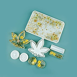 4 PCS Silicone Molds for DIY Epoxy Resin - Large Resin Molds Including Rolling Tray Mold Ashtray Joint Holder and Resin Grinder Mold
